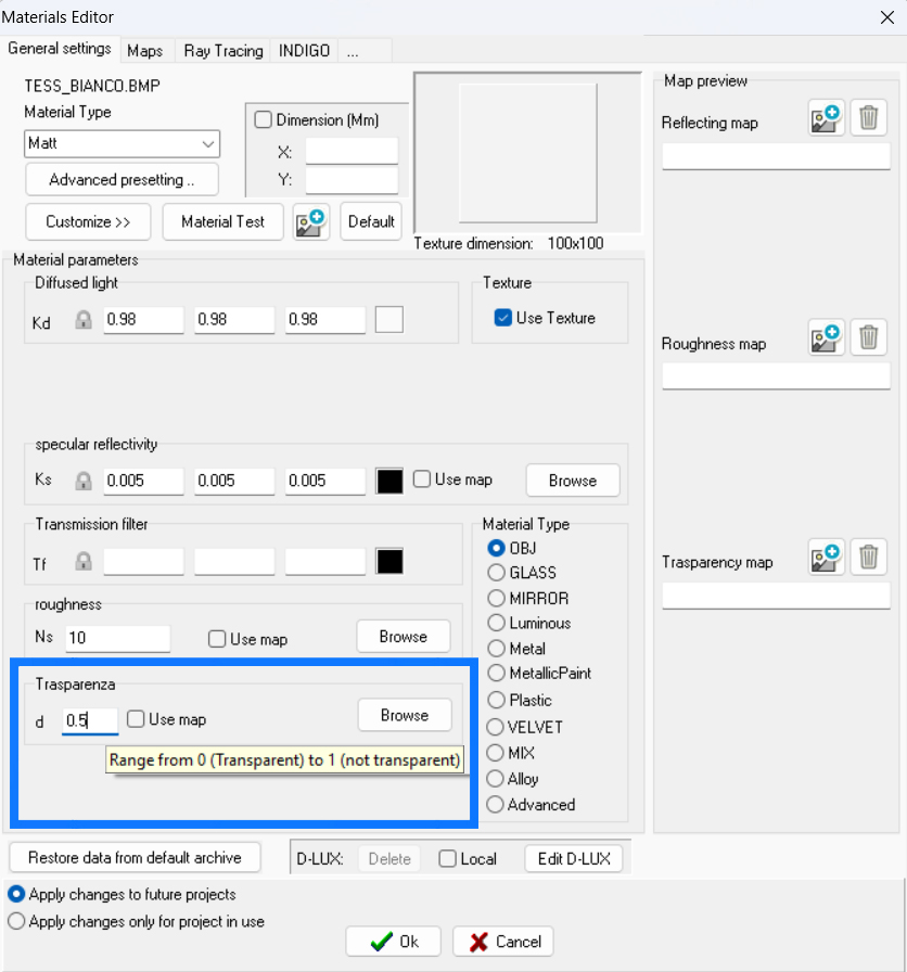 How to manage material transparency